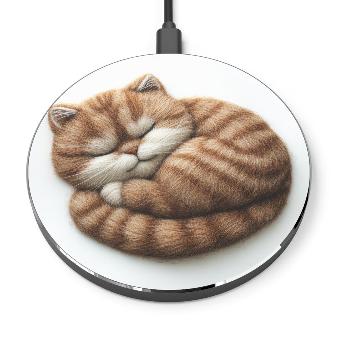 Orange Tabby Cat Wireless Charger: Whimsical Desk Decor - Etsy