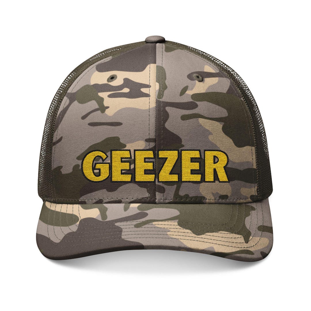 Embroidered Trucker Hat, Camouflage GEEZER Cap, Hunter Gift, Gift for ...