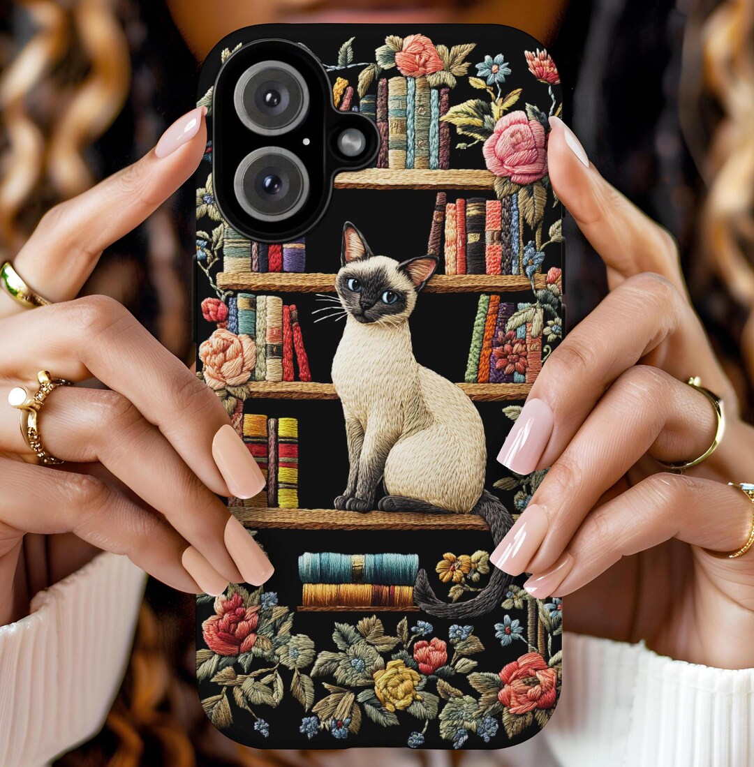 Magnetic Tough Case, Siamese Cat Lover Gift, Cats Floral Phone Case ...