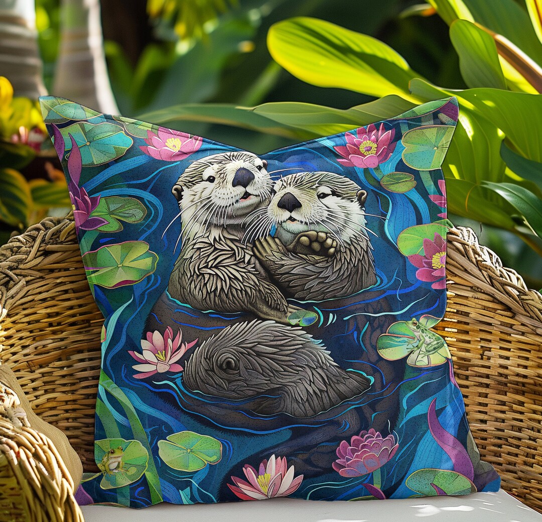 Otter Faux Suede Pillow, Otter Lover Gift, Otter Home Decor, Faux Suede Pillow, Wildlife Pillow ...