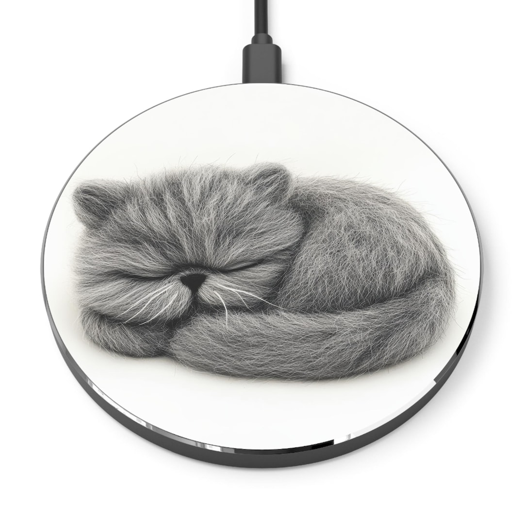 Persian Cat Wireless Charging Pad, Phone Charger, Cat Office Decor ...