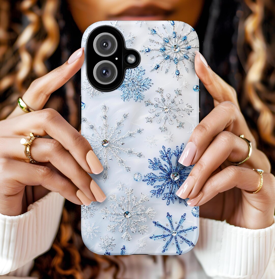 Snowflake Phone Case: Beadwork and Crystals Look, Winter Holiday Style ...