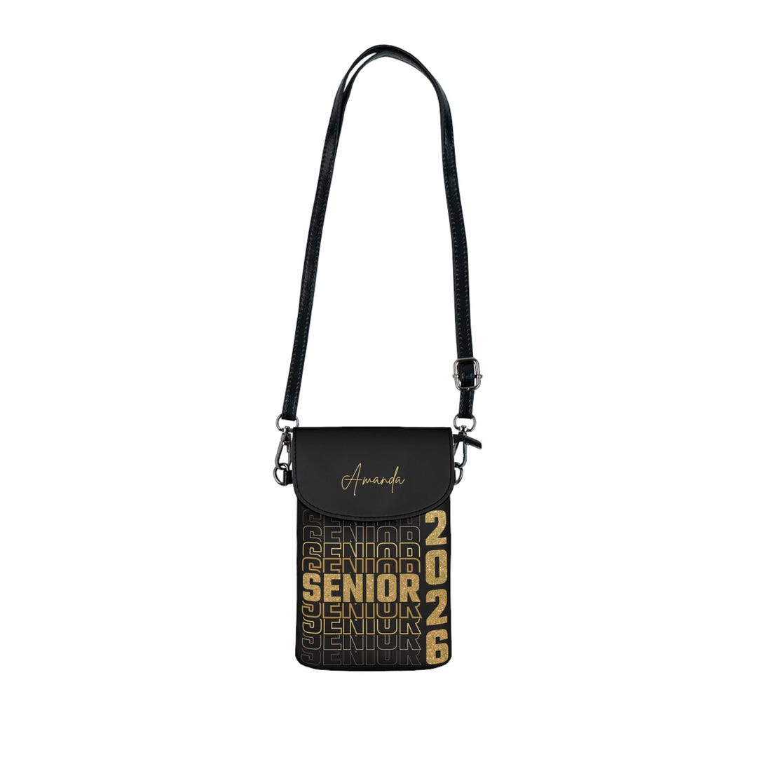 Personalized Senior 2026 Gold Glitter Look Crossbody Cell Phone Wallet ...