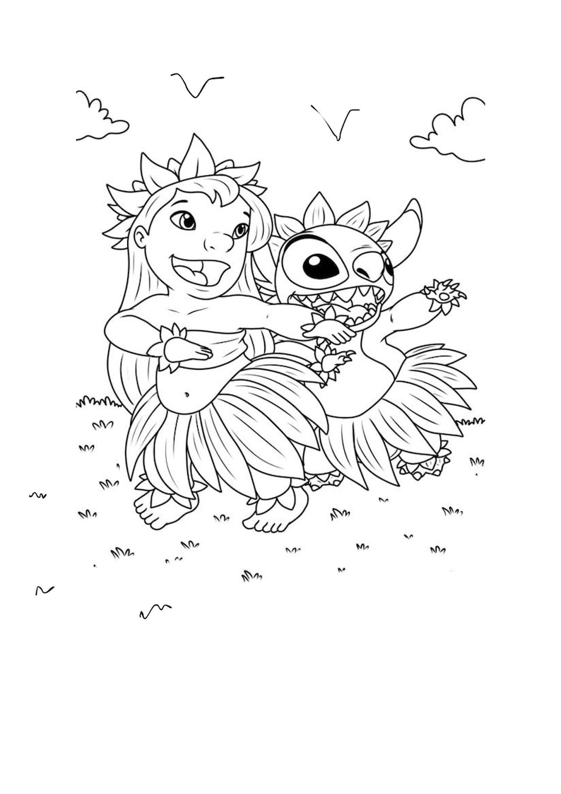 Lilo and Stitch Coloring Printable Pages, Digital Download PDF, Kids ...