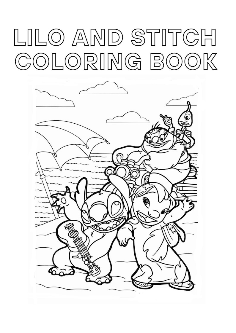 Lilo and Stitch Coloring Printable Pages, Digital Download PDF, Kids ...