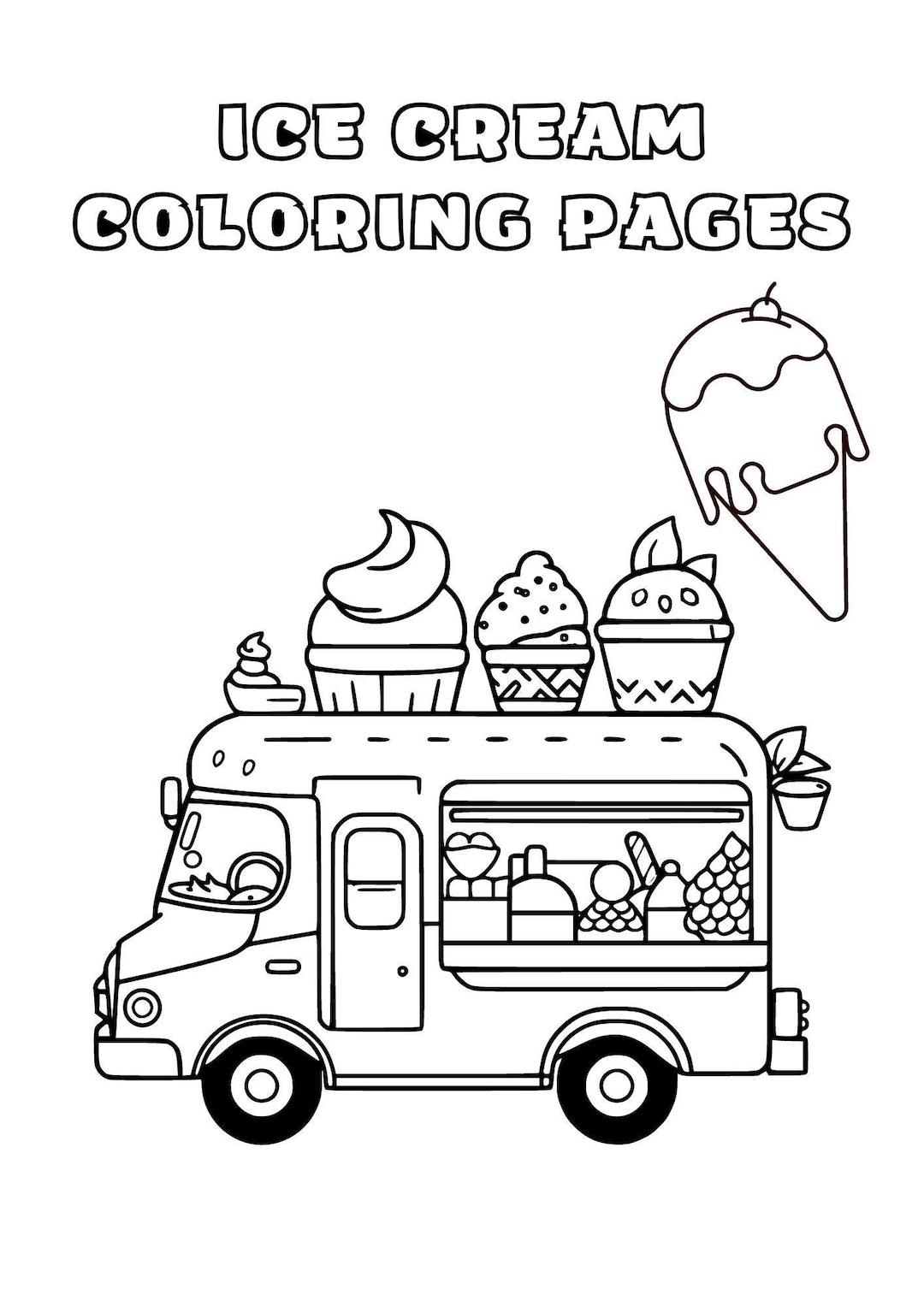 ICE CREAM Coloring Printable Pages, Digital Download PDF, Kids Activity ...