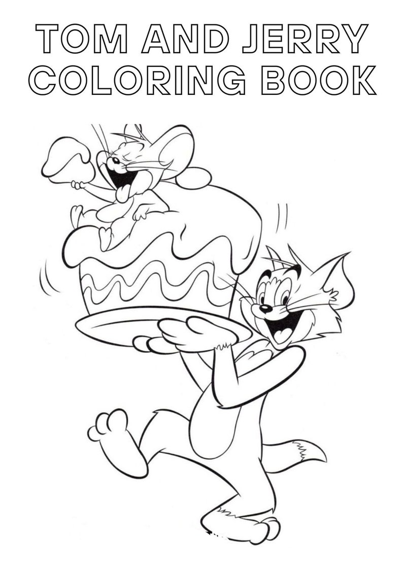 Tom and Jerry Colouring printable pages ,digital download PDF , kids ...