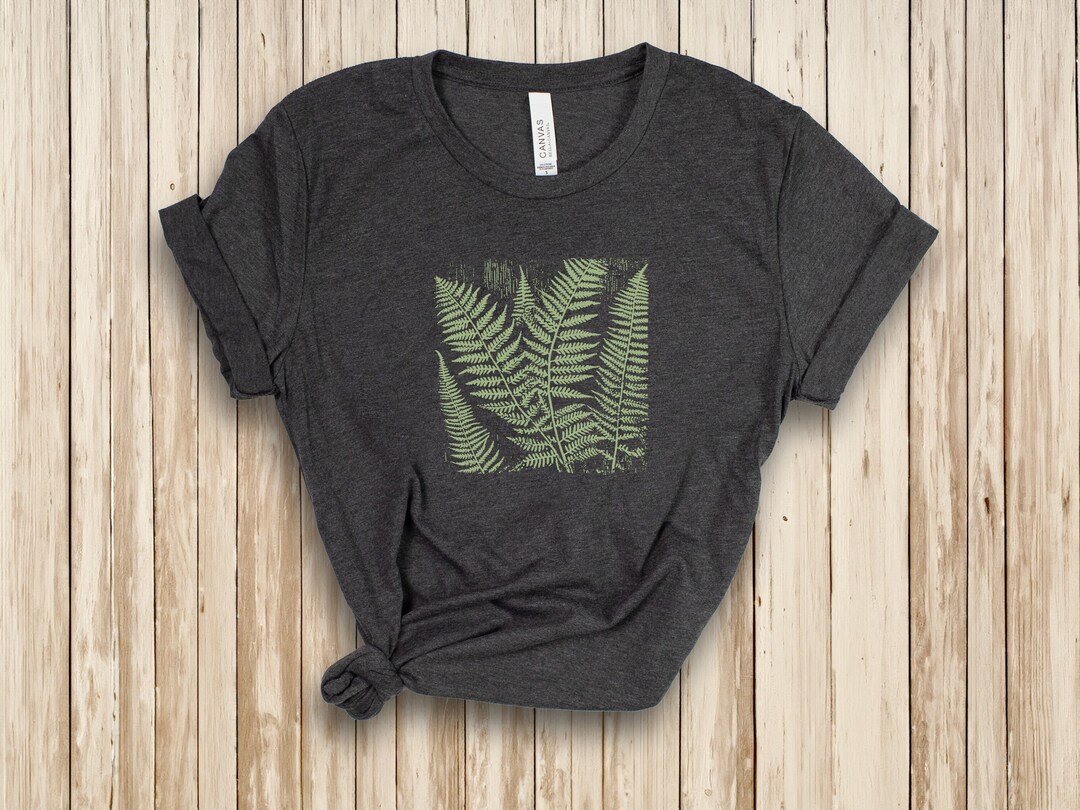 Fern Rough Woodcut Style T-shirt, Botanical Fern Tee, Rustic Relief ...