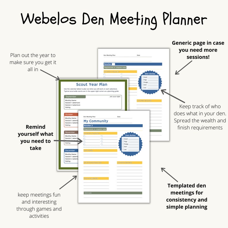 Webelos Den Meeting Planner NEW PROGRAM!, Scout Meeting Planner, Den ...