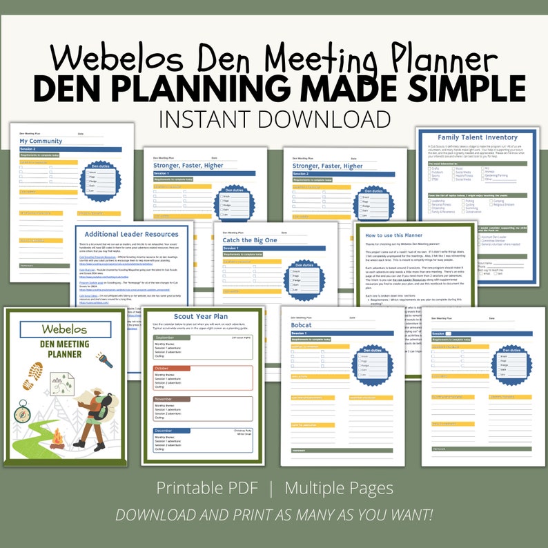 Webelos Den Meeting Planner NEW PROGRAM!, Scout Meeting Planner, Den ...