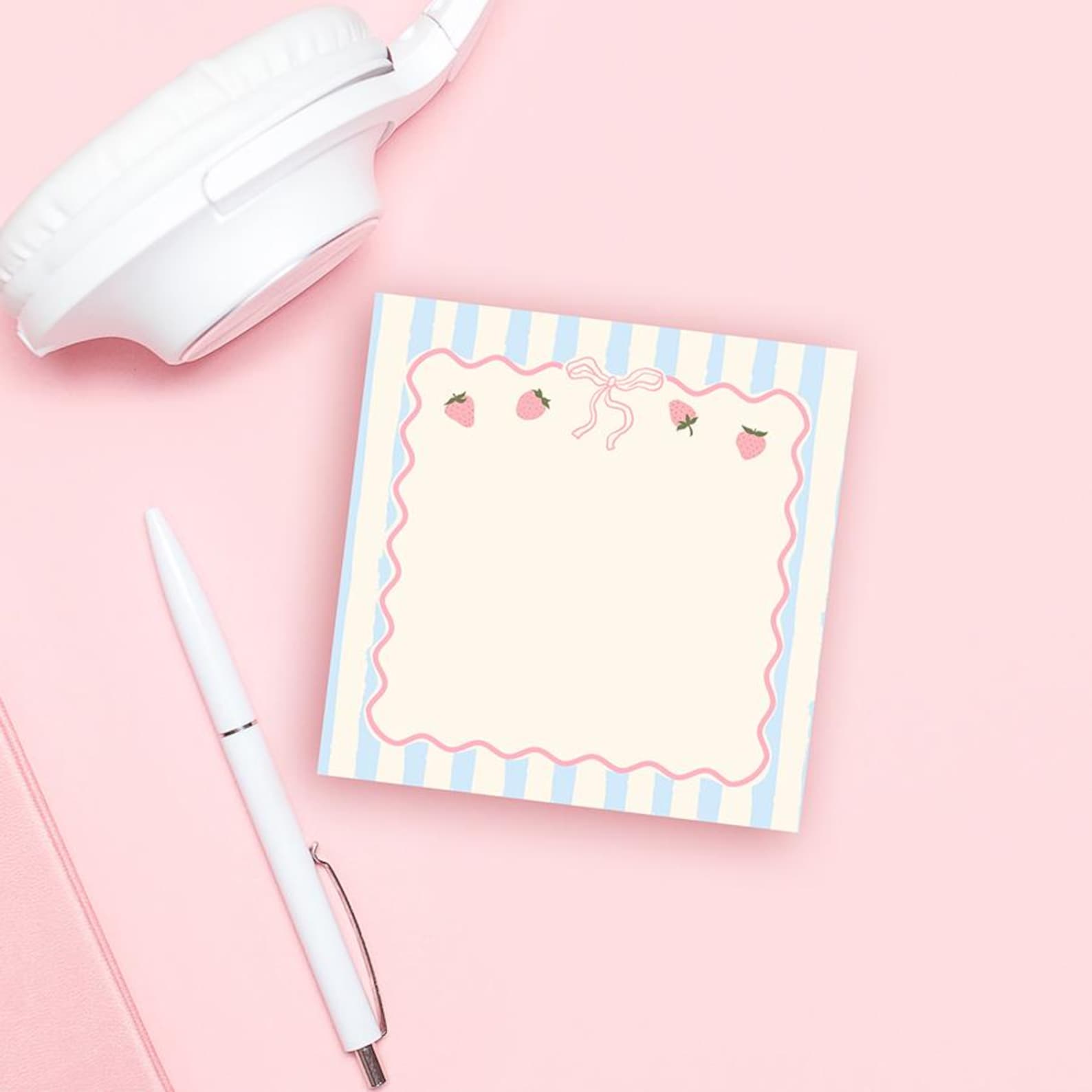 Strawberry Aesthetic Sticky Notes – Coquette Pink Notepad, Planner ...
