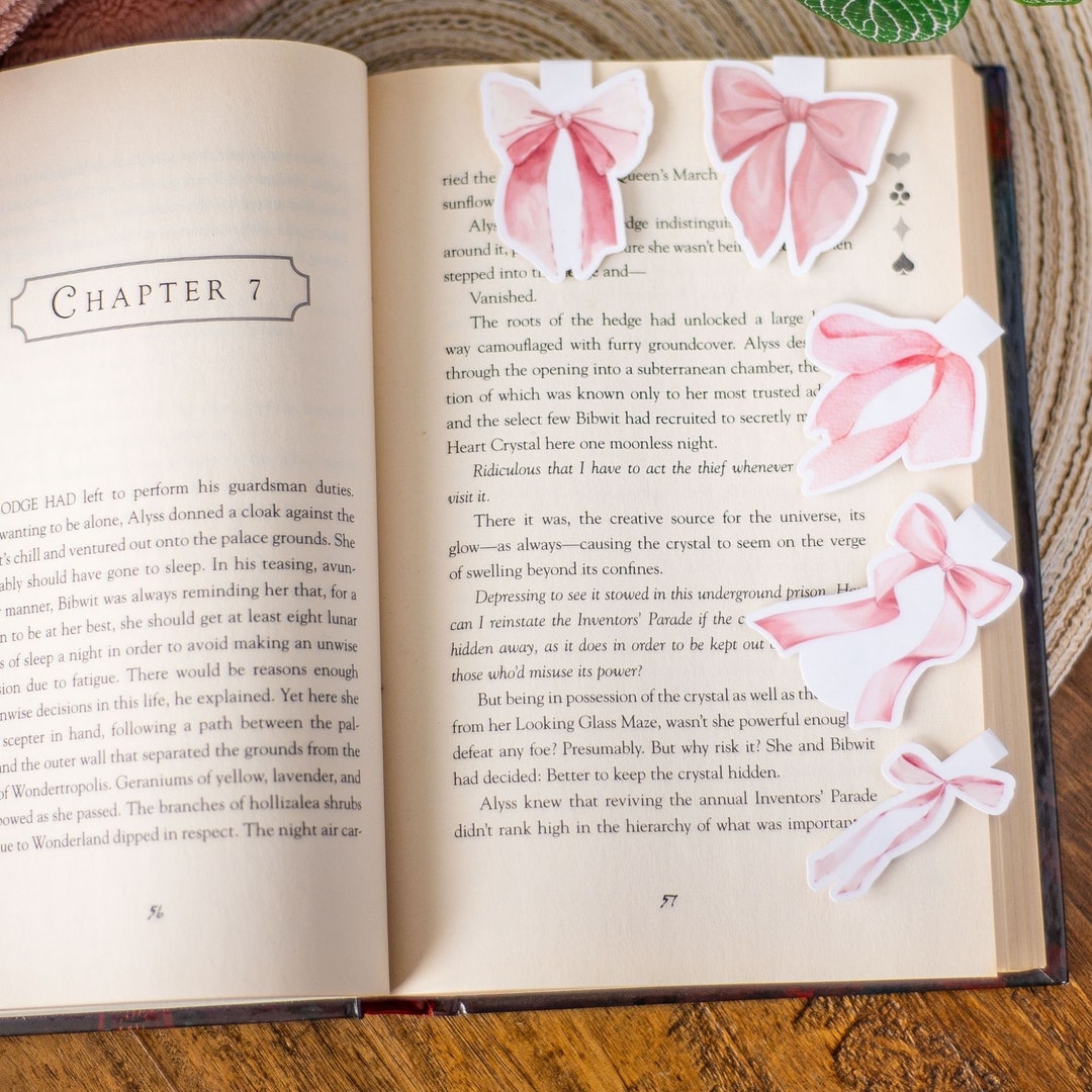 Coquette Bow Bookmark SET of 5, Pink Bookmark, Magnetic Bookmarks ...