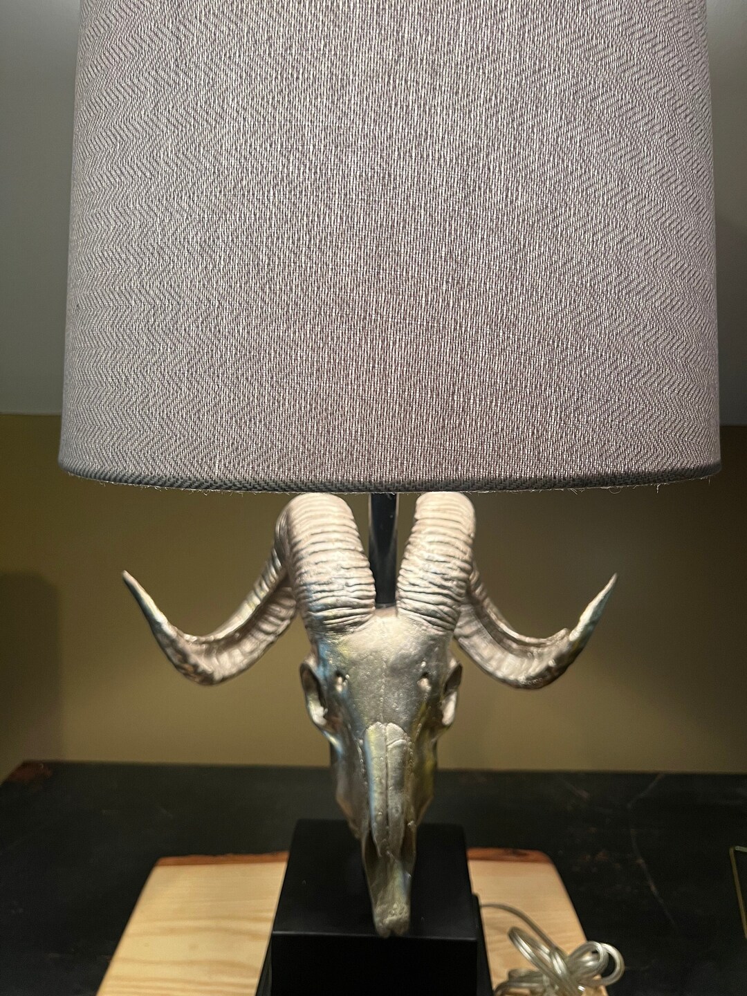 Vintage Gilded Ram Skull Form Table Lamp Mcm Movie Prop Etsy