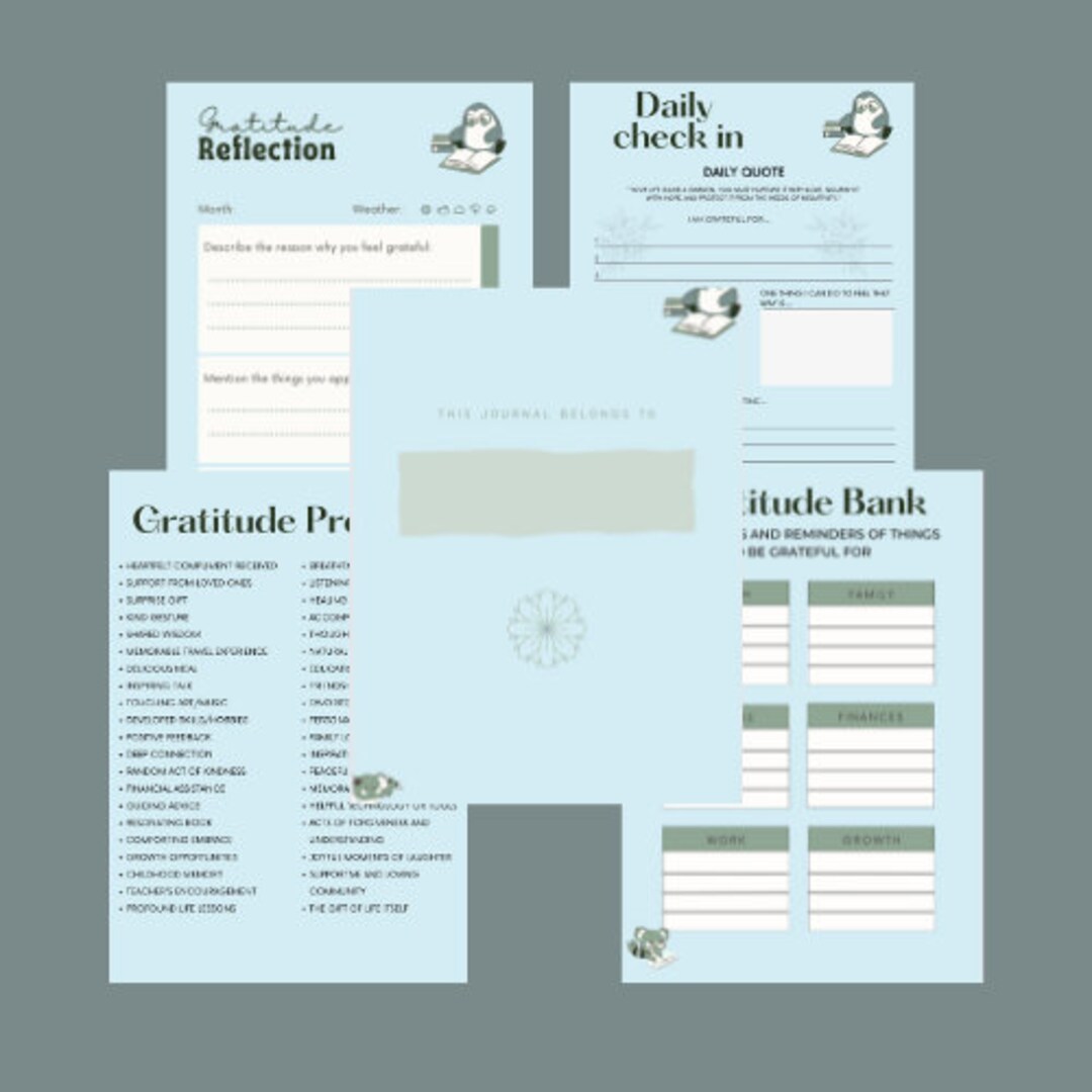 Blue Gratitude Journal Printable for Men Women Kids - Etsy
