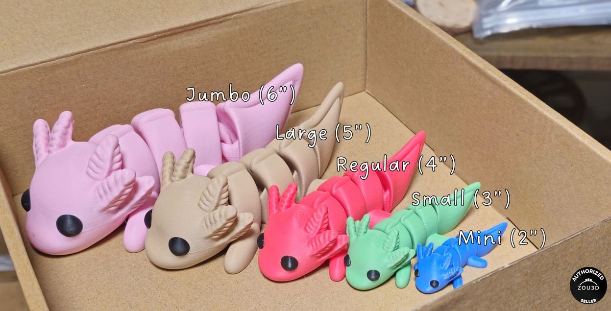 Wiggly Baby Axolotl - 3D Printed Girl Scout Mascot Axolotl Fidget Toy ...