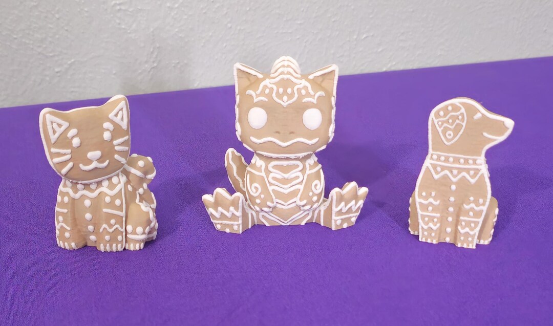 Gingerbread Pets | 3D Printed Gingerbread Cat, Dog, Dragon - Etsy