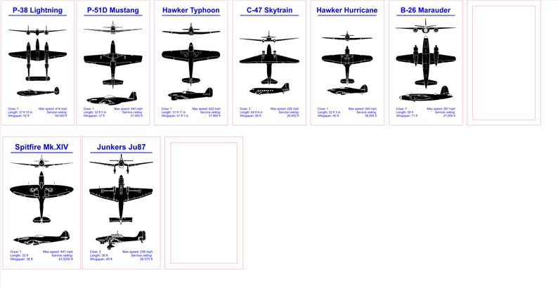 WW2 Aircraft Identification Card Files – Digital Download - SVG and ...
