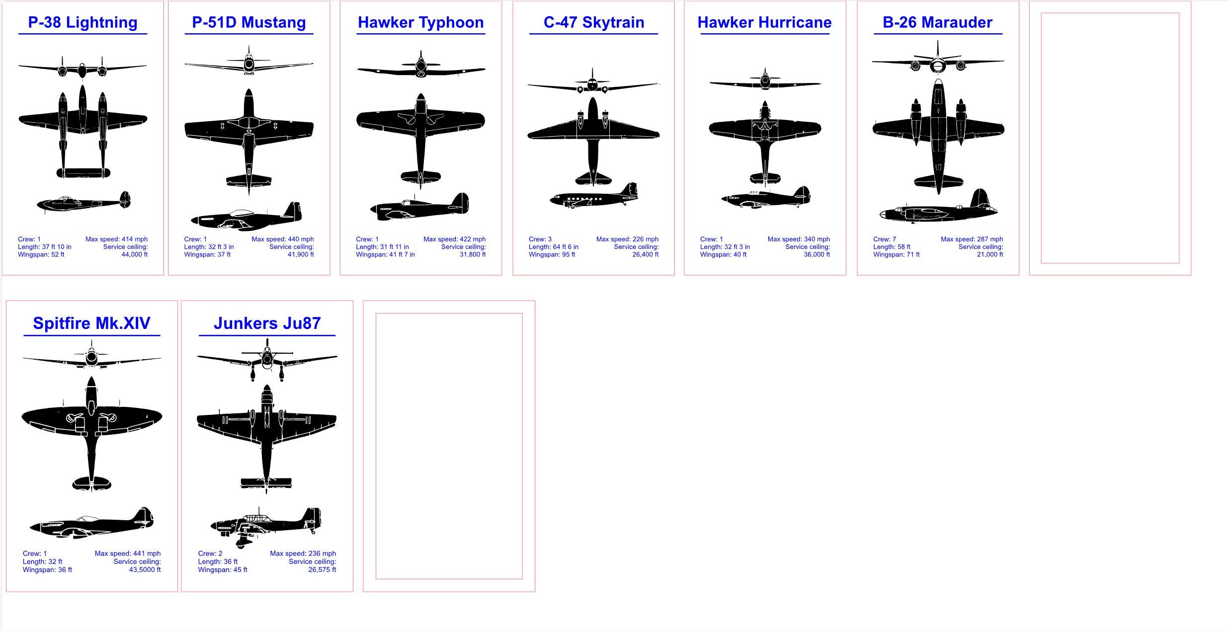WW2 Aircraft Identification SVG & Lightburn Files – WWII Plane Cards ...
