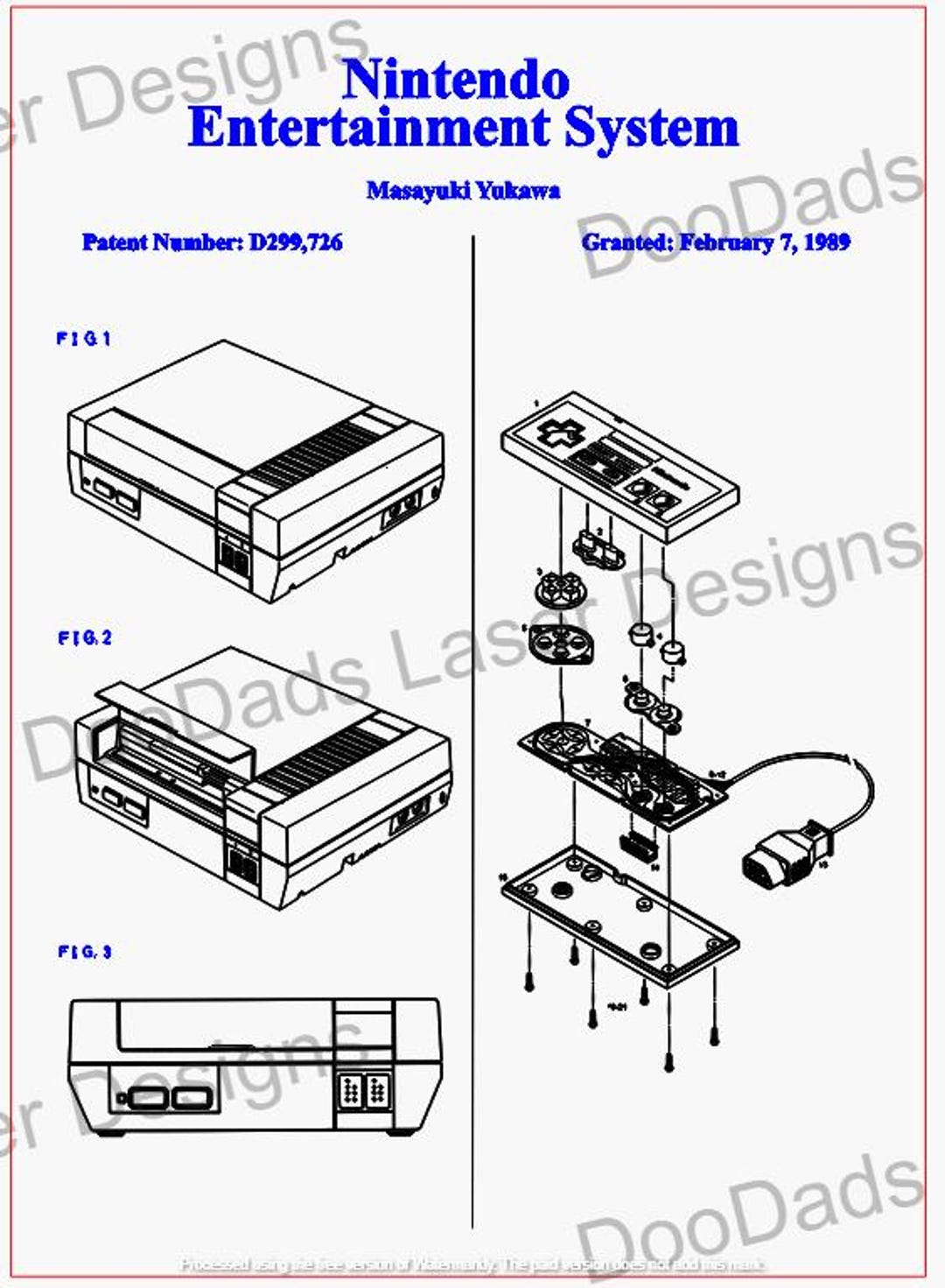 Nintendo Entertainment System (NES) and Controller Patent Drawing ...