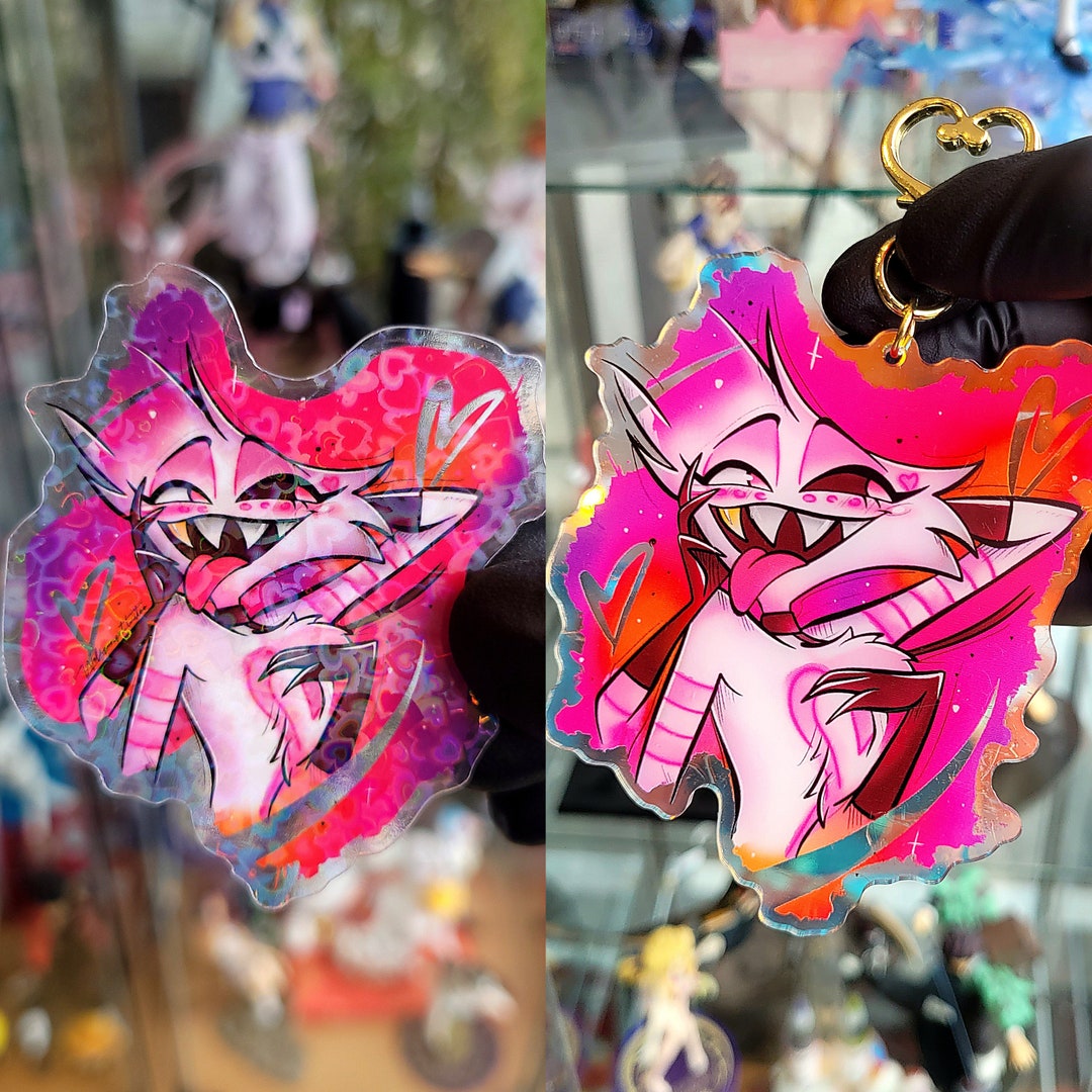 Angel Dust Hazbin Hotel hollographic Keychain / Sticker - Etsy