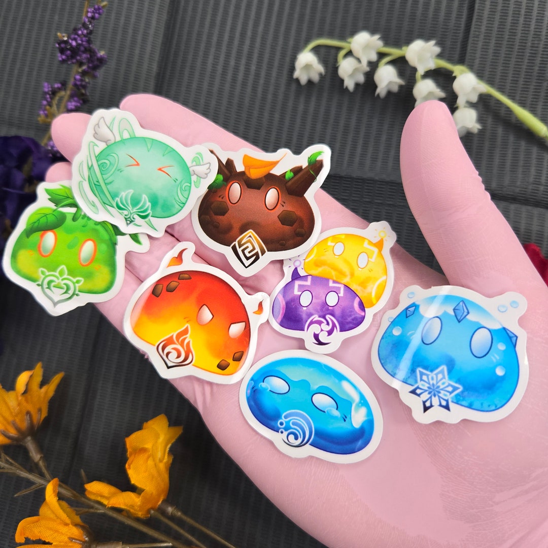 Genshin Impact elemental Slimes sticker Pack, 7 Stickers - Etsy