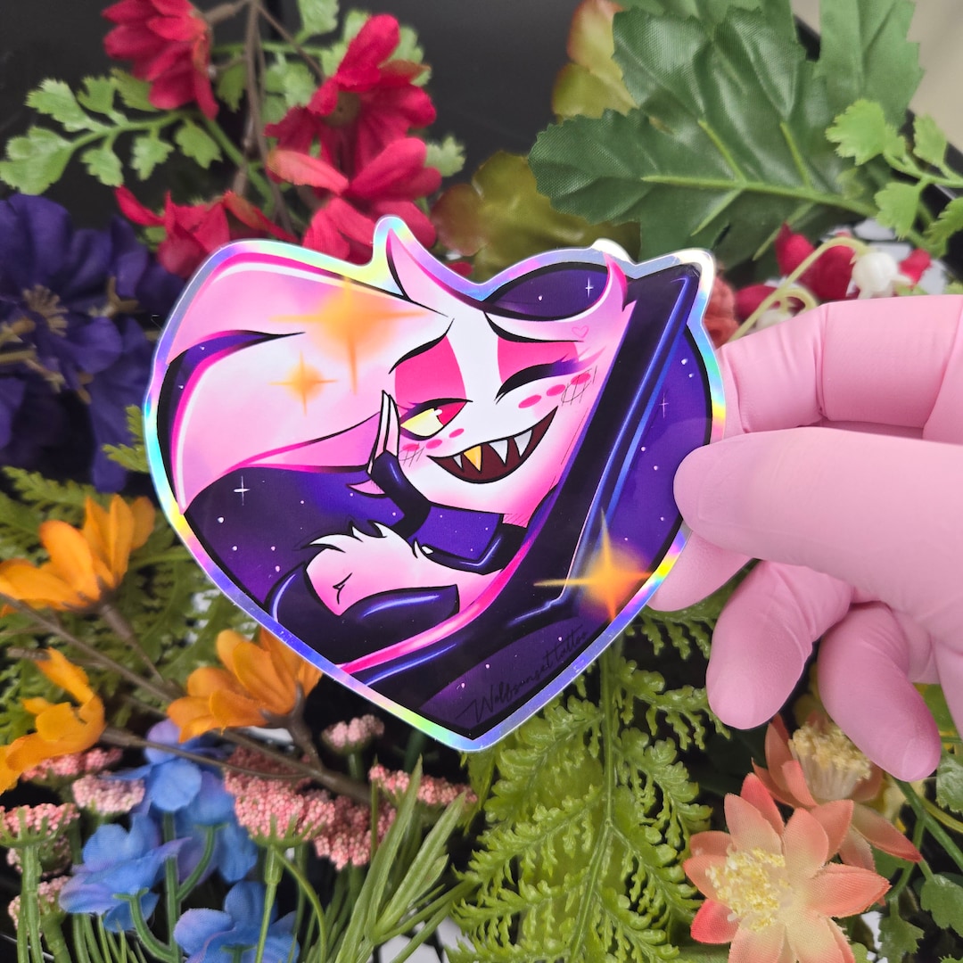 Angel Dust poison Outfit Hazbin Hotel hollographic Sticker - Etsy