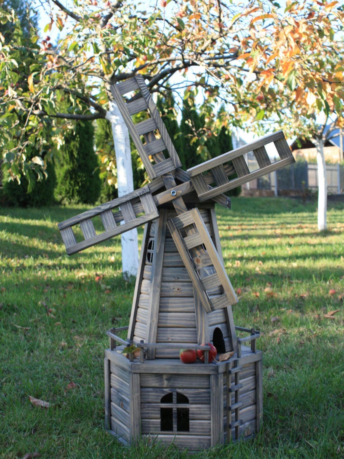 Country Garden Windmill | Farmhouse Yard Structure | Solid Wood Kinetic ...