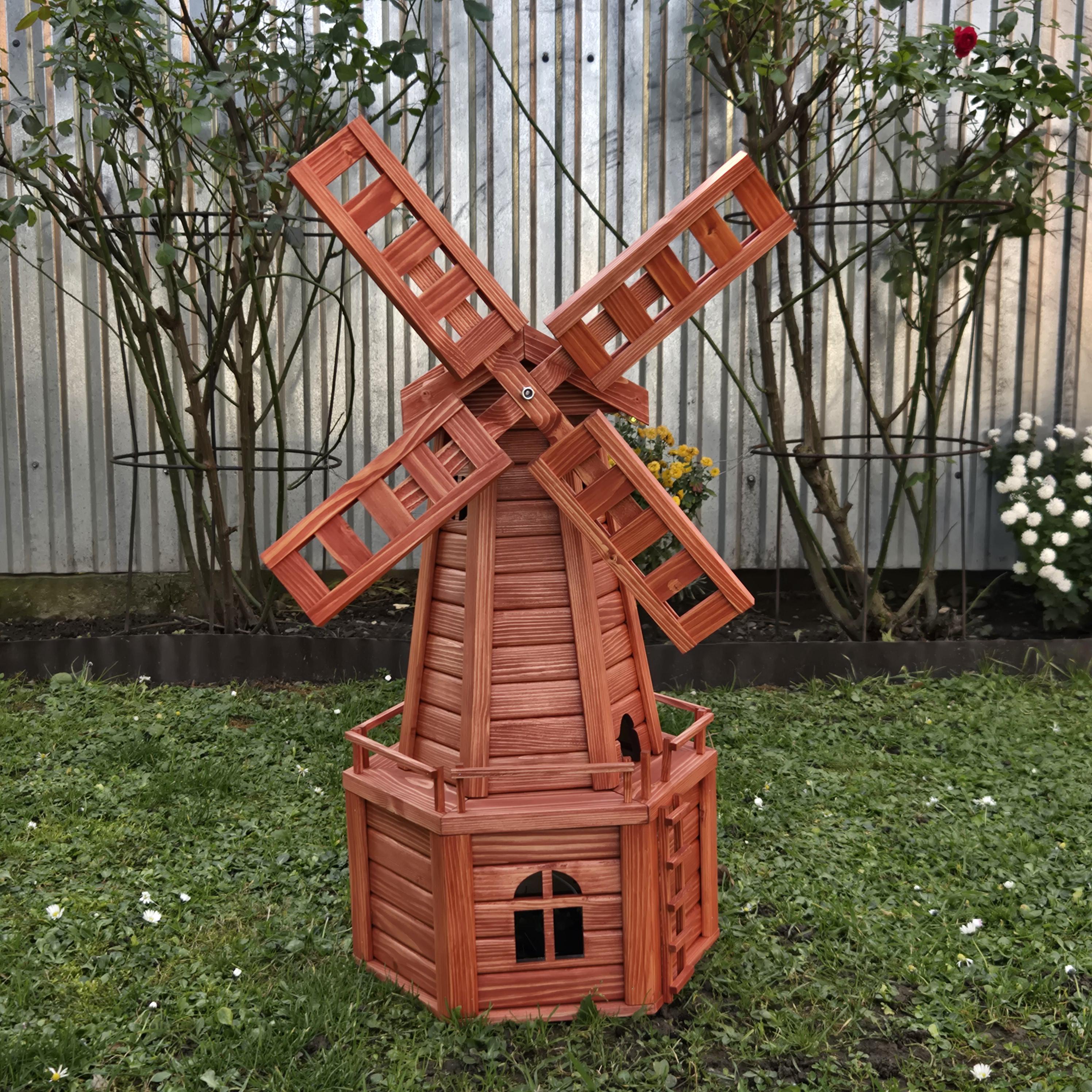 Wooden Garden Windmill | Six-sided Rustic Outdoor Decor | Led Lighted ...