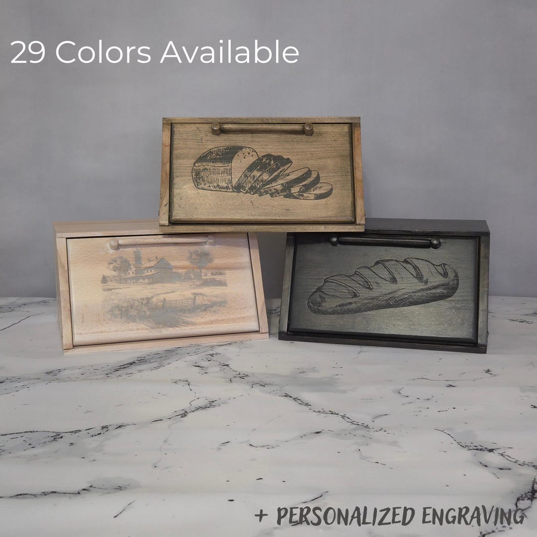 Rustic Beech Wood Bread Box: Custom Engraved Cutting Board Lid - Etsy