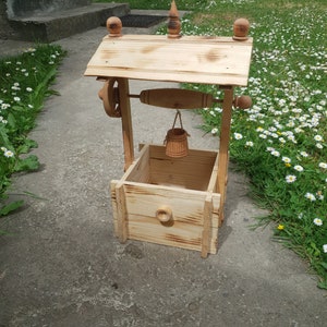 Rustic Wooden Outdoor Wishing Well Decorative Yard Decor Quaint Gift ...