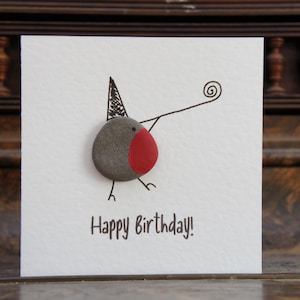 Robin Pebble Birthday Card, Robin Red Chest, Birthday Card, Unique ...