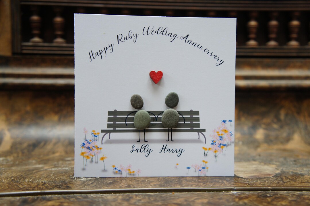 Personalised Ruby Wedding Anniversary Pebble Card - Anniversary Pebble ...