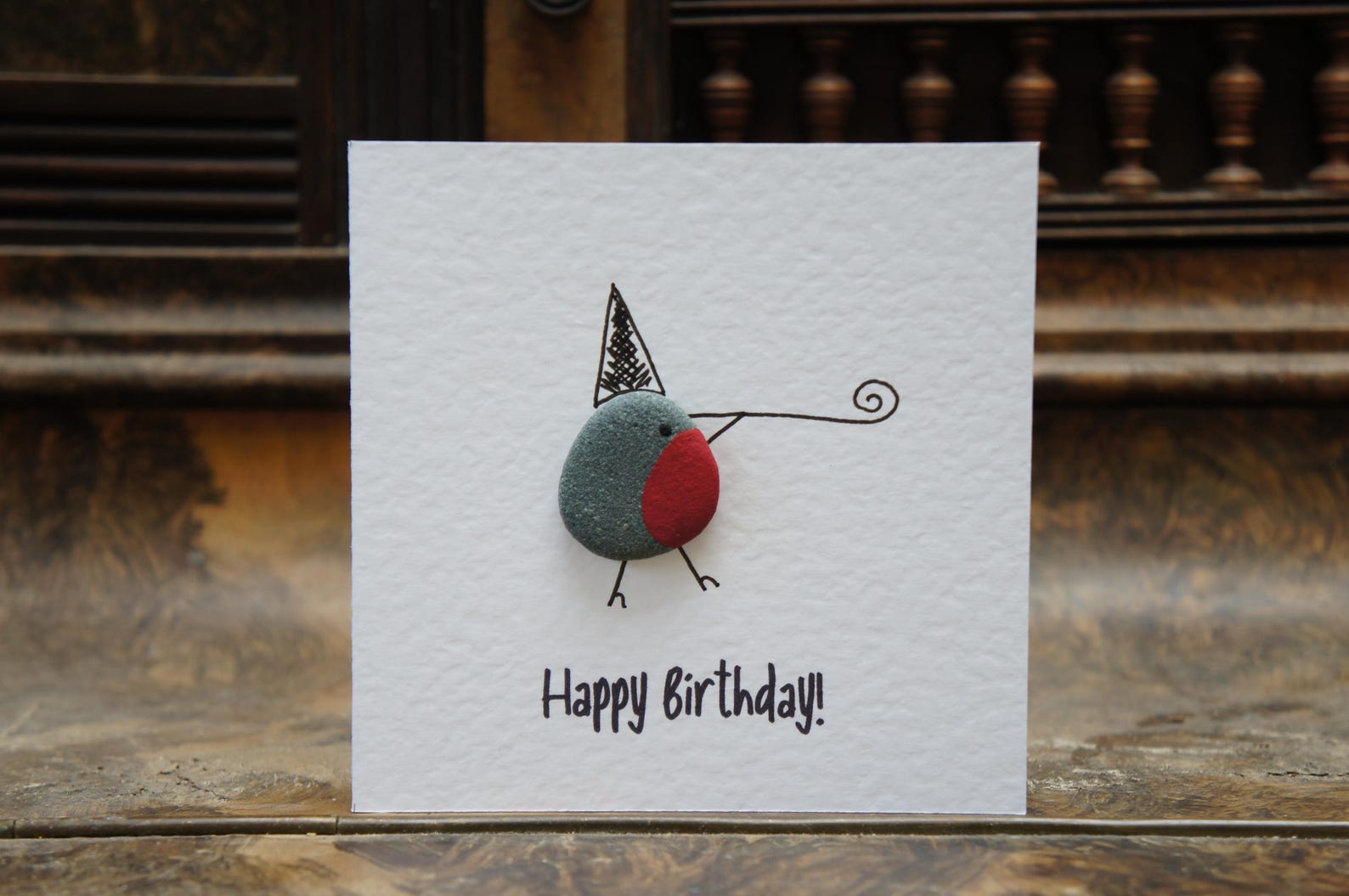 Robin Pebble Birthday Card, Robin Red Chest, Birthday Card, Unique ...