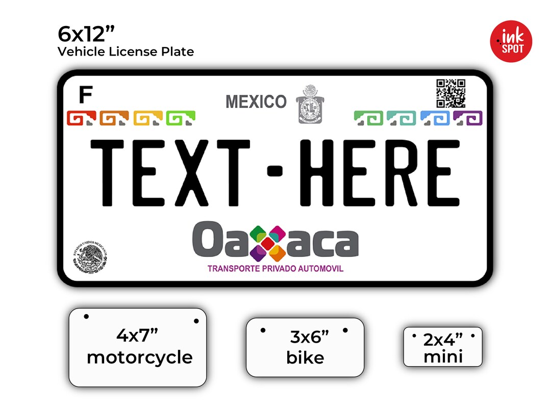 Oaxaca Custom License Plate - Mexico Placas for Vehicle, Motorcycle ...