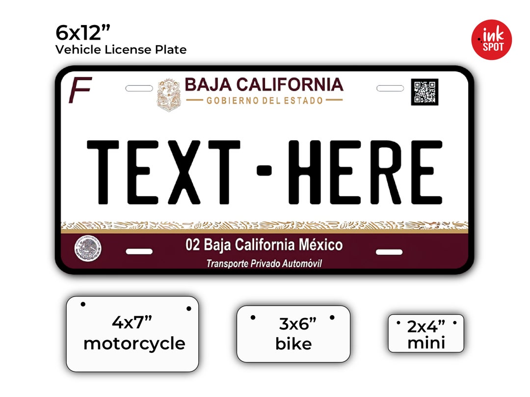 Baja California Custom License Plate - Mexico for Vehicle, Motorcycle ...