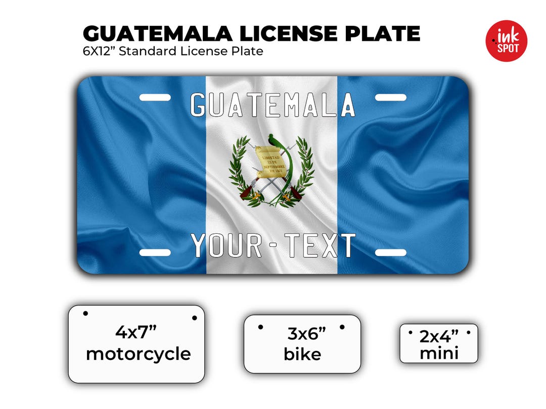 Guatemala Flag Custom License Plate | Personalizada | Car/truck Vehicle ...