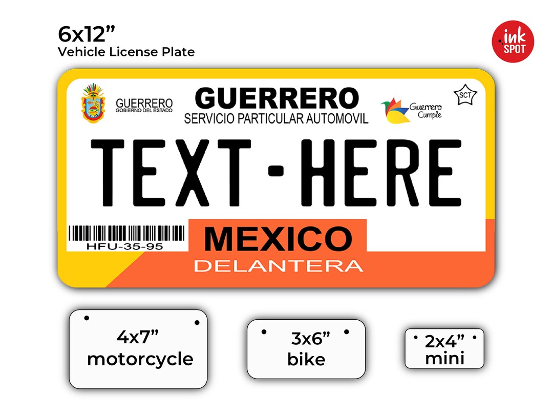 Custom Guerrero Mexico License Plate | Personalized Auto, Motorcycle ...