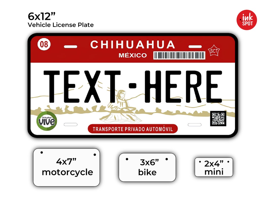 Chihuahua Custom License Plate - Mexico Placas for Vehicle, Motorcycle ...