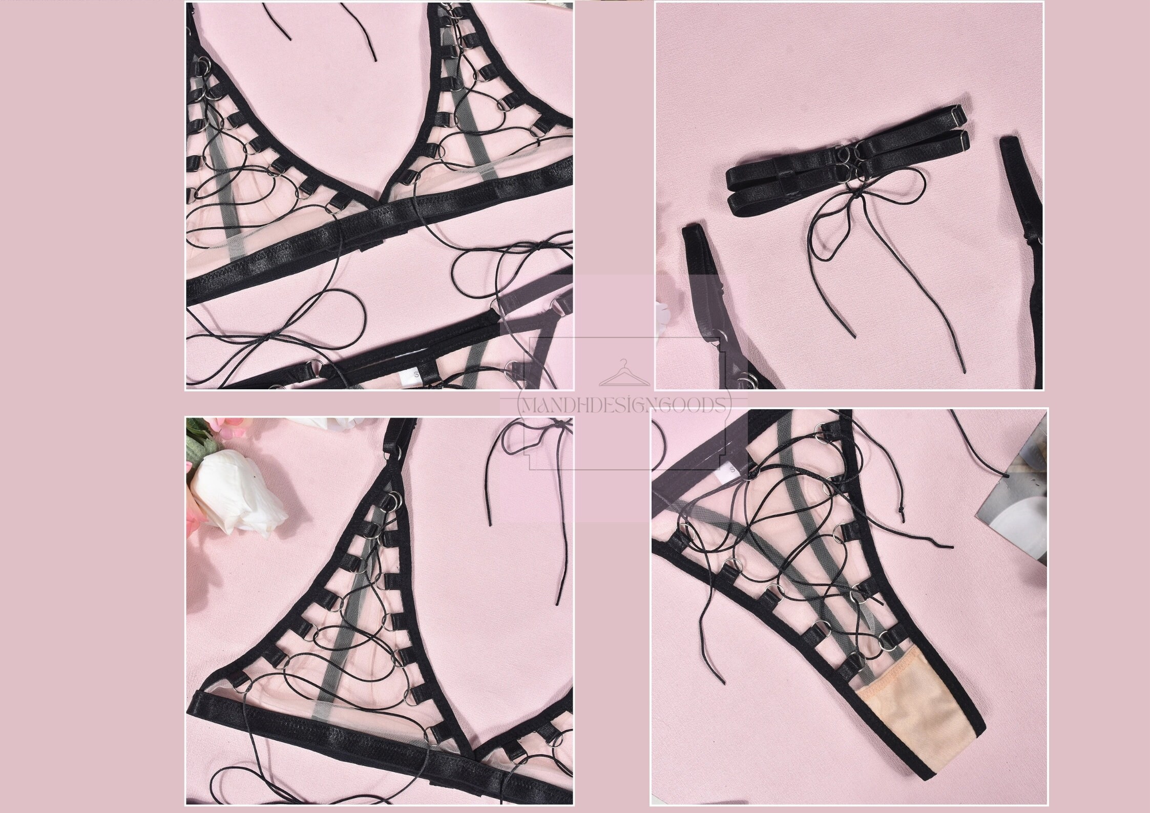 Unwrap Me Bra Set With Choker & Leg Strap, Lingerie Sets Classy, Lingerie Sets Wedding Day ...