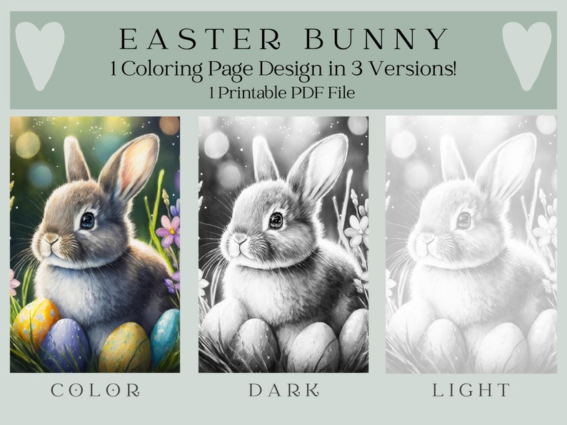 Easter Bunny Printable Coloring Page Spring Rabbit Coloring Sheet, Fun ...