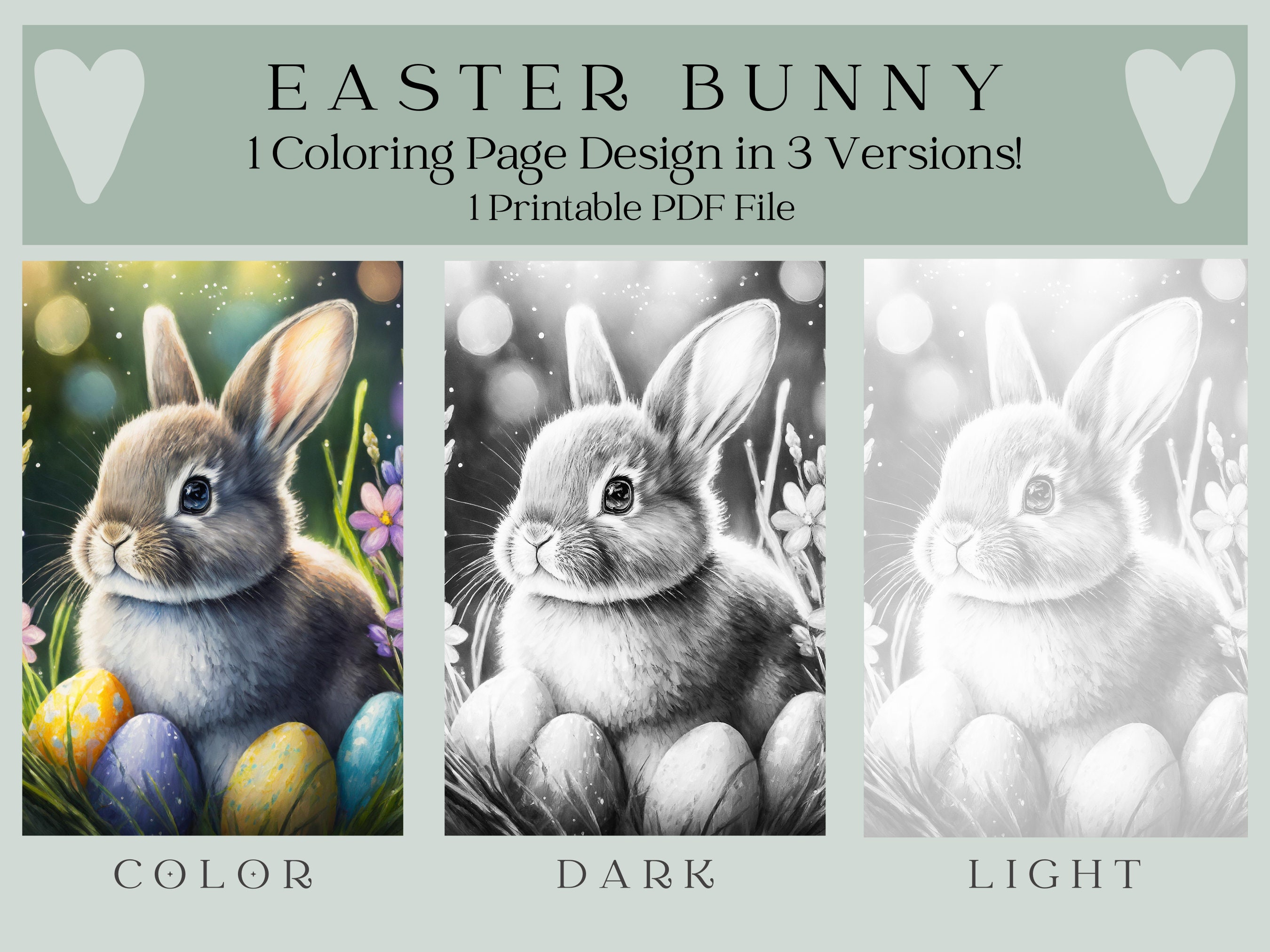 Easter Bunny Printable Coloring Page Spring Rabbit Coloring Sheet, Fun ...