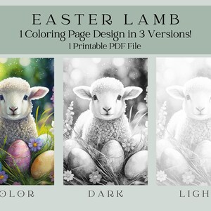 Easter Lamb Coloring Page Springtime Activity, Baby Sheep Illustration ...