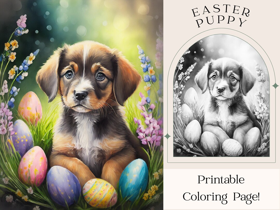 Easter Puppy Coloring Page Cute Easter Puppy Printable, Dog Coloring ...