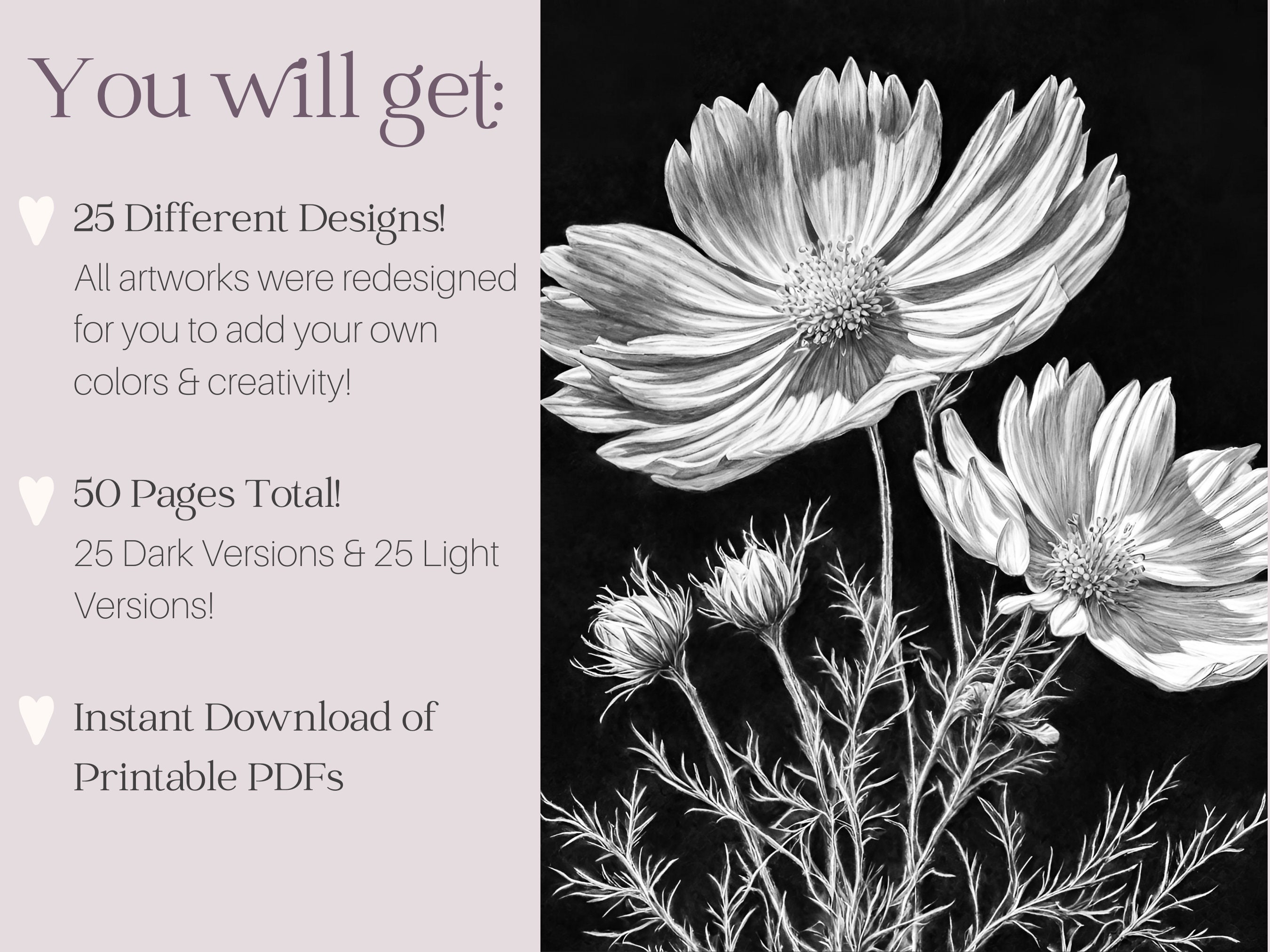 Garden Blooms Set 3 Floral Coloring Sheet Set, Printable Coloring Pages ...