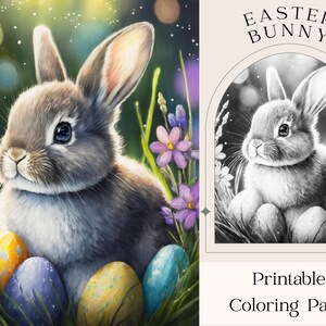 Easter Bunny Printable Coloring Page Spring Rabbit Coloring Sheet, Fun ...