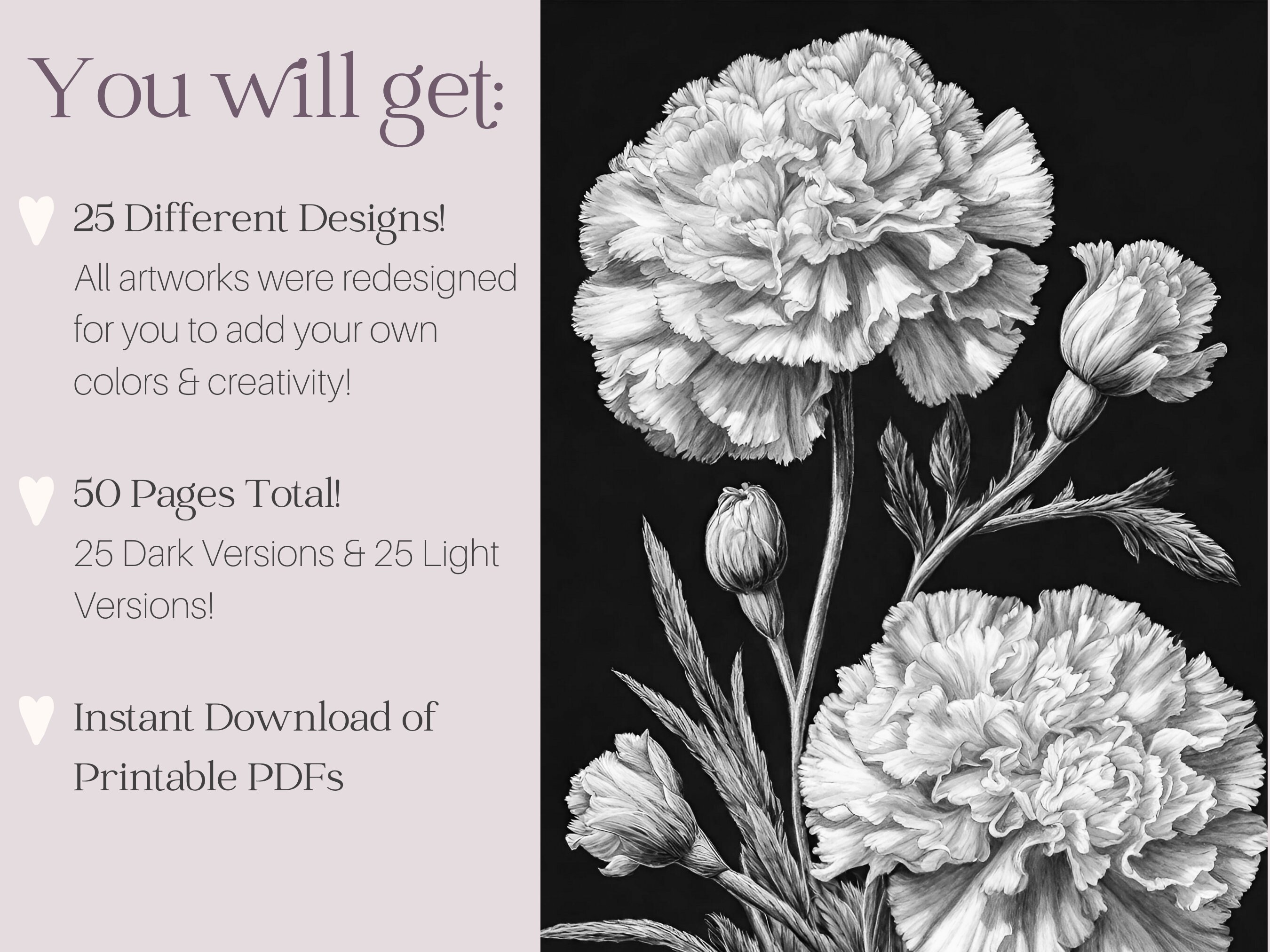 Garden Blooms Set 1 Floral Coloring Sheet Set, Printable, Adult ...