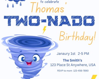 Two-nado Invitation for Second Birthday | Digital Download | Editable ...