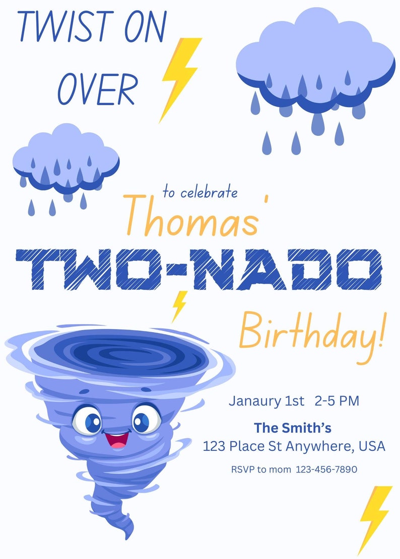 TWO-NADO Birthday Party Invitation *digital Download* - Etsy