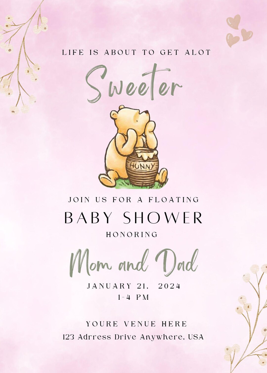 Winny the Pool Baby Shower Invitation - Etsy