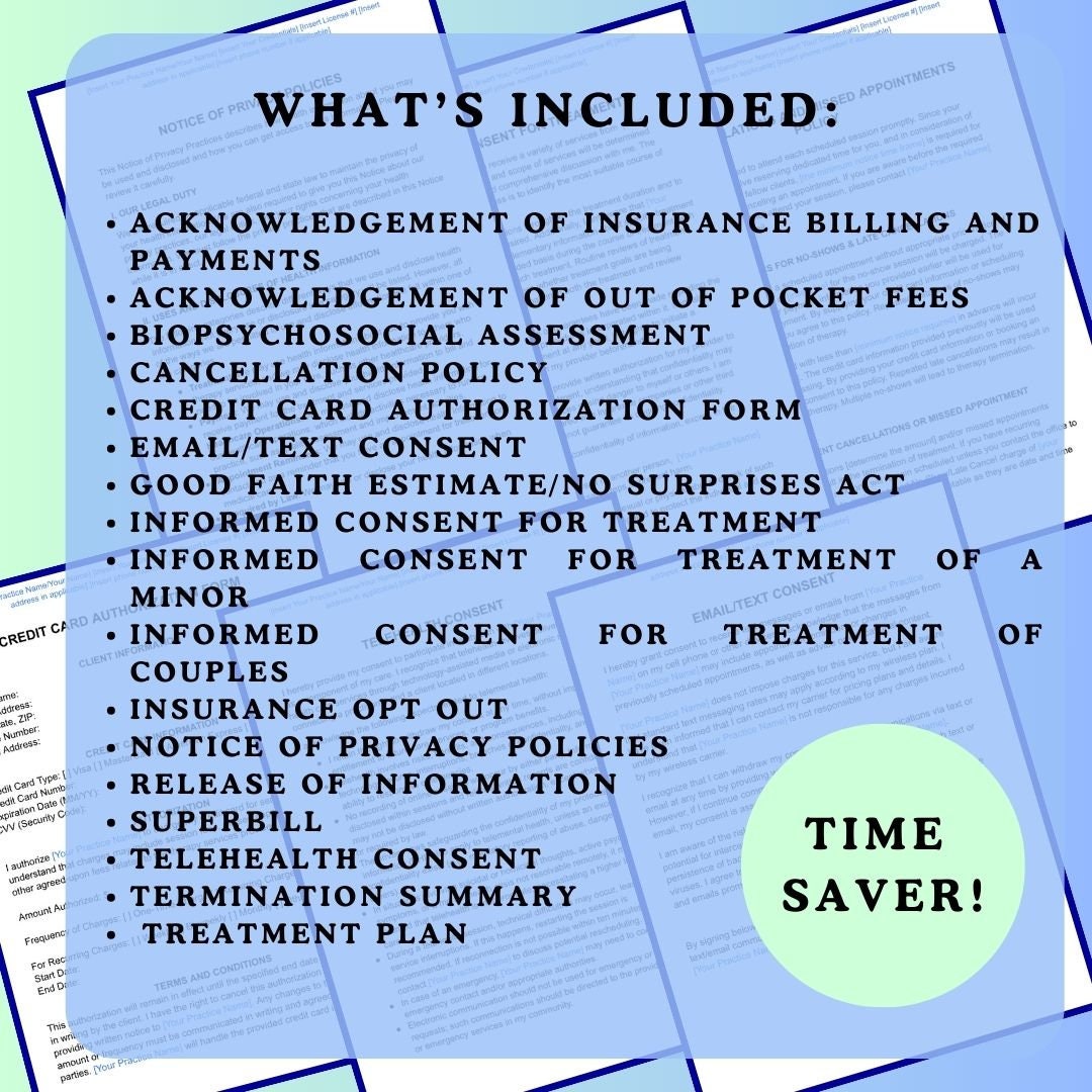 Therapy Consent Forms Bundle - Etsy